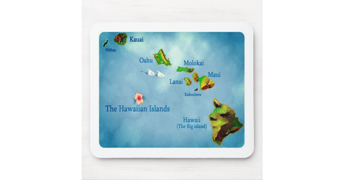 Blue Hawaiian island map mousepad | Zazzle