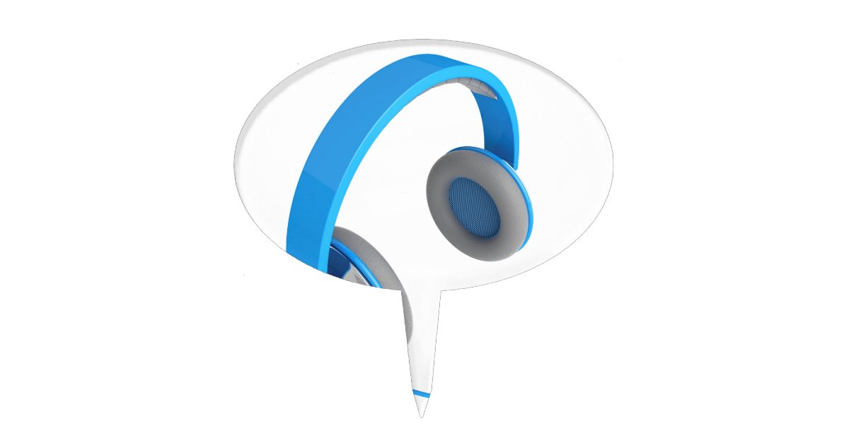 Blue headphones with mic cake topper | Zazzle