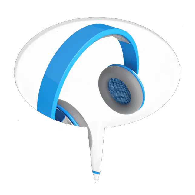 Blue headphones with mic cake topper | Zazzle