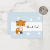 Blue Heart Woodland Animal Fox Thank You Notecards | Zazzle