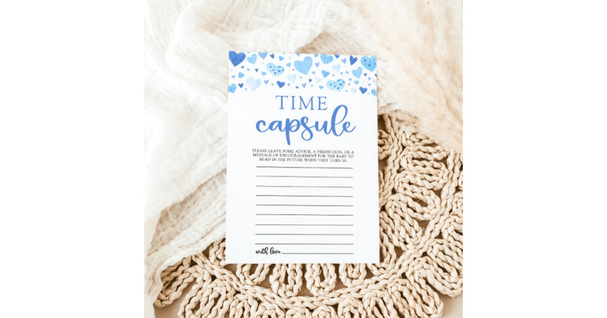 Blue Hearts Valentine Baby Shower Time Capsule Invitation | Zazzle