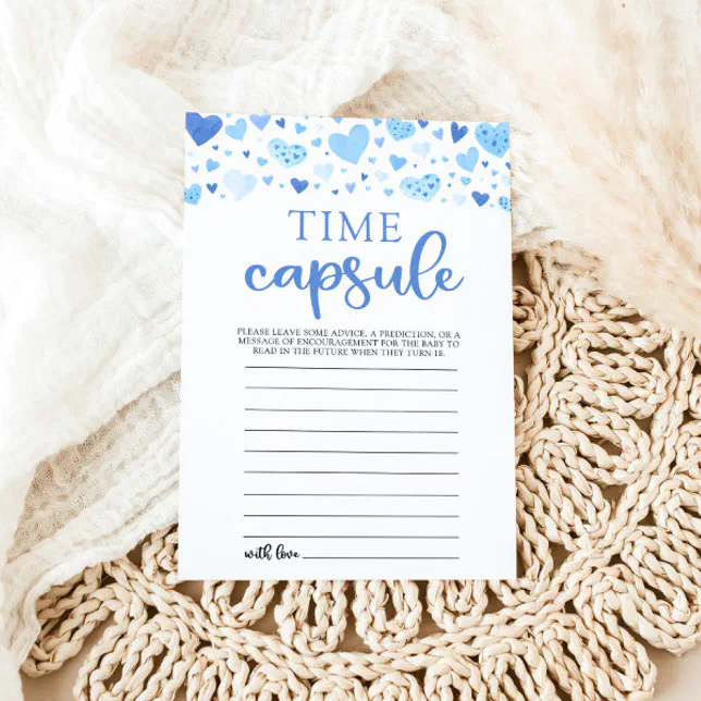 Blue Hearts Valentine Baby Shower Time Capsule Invitation | Zazzle