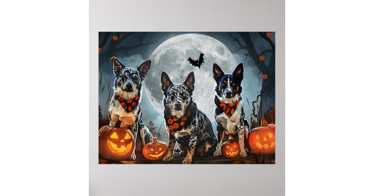 Blue Heeler Halloween Spooky Poster | Zazzle