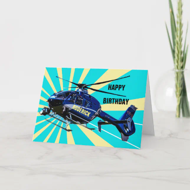 Blue Helicopter Card | Zazzle