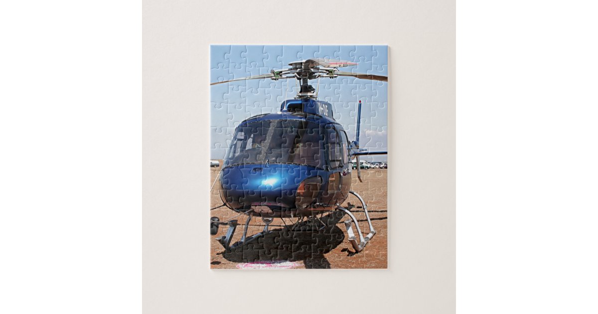 Blue helicopter jigsaw puzzle | Zazzle