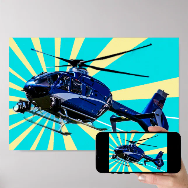 Blue Helicopter Poster | Zazzle