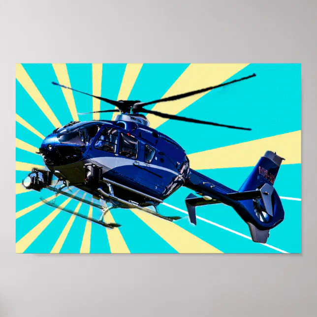 Blue Helicopter Poster | Zazzle