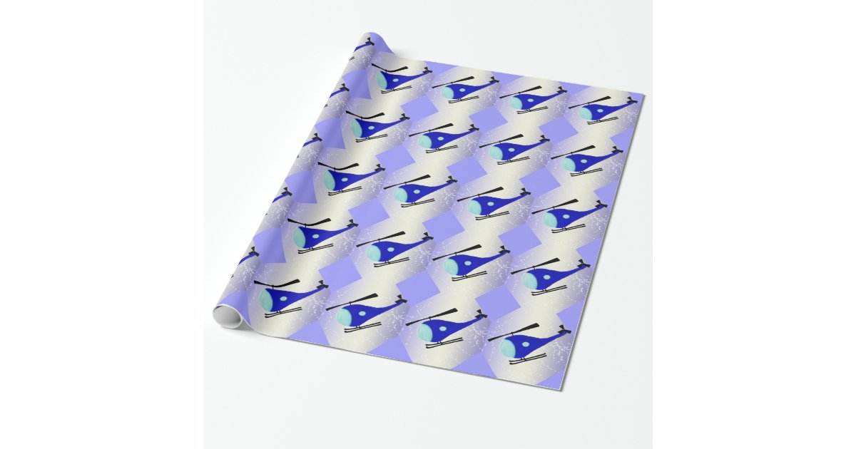 blue Helicopter Wrapping Paper | Zazzle