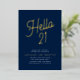 Blue Hello 21 Gold Script 21st Birthday Party Foil Invitation | Zazzle