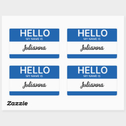 Blue Hello My Name is Employee or Event Name tag | Zazzle