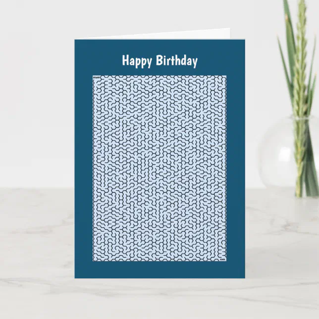 Blue Hexagon Maze Birthday Card | Zazzle