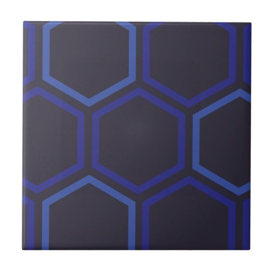 Blue Hexagon Pattern Ceramic Tile | Zazzle.com