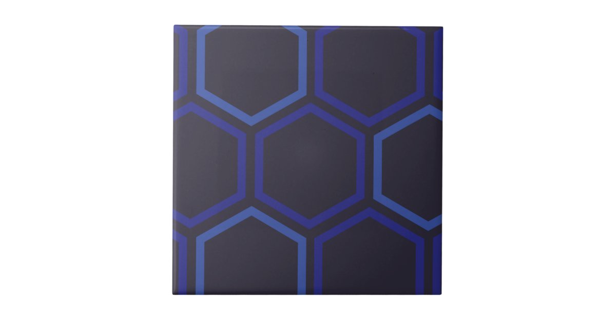 Blue Hexagon Pattern Ceramic Tile | Zazzle