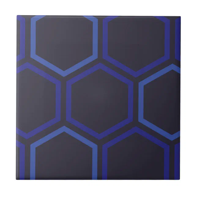Blue Hexagon Pattern Ceramic Tile | Zazzle