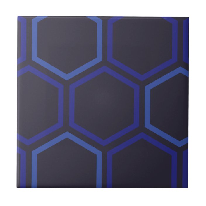 Blue Hexagon Pattern Ceramic Tile | Zazzle.com