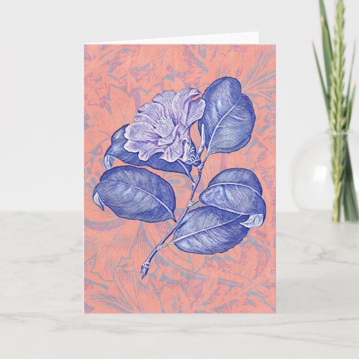 Blue Hibiscus Flower Art Deco Note Card | Zazzle