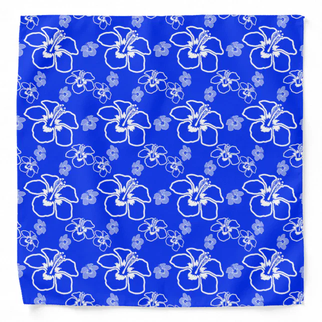 Blue Hibiscus Hawaiian Pattern Bandana | Zazzle