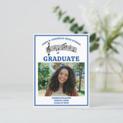 Blue High School Choir Photo Graduation Announcement Postcard | Zazzle