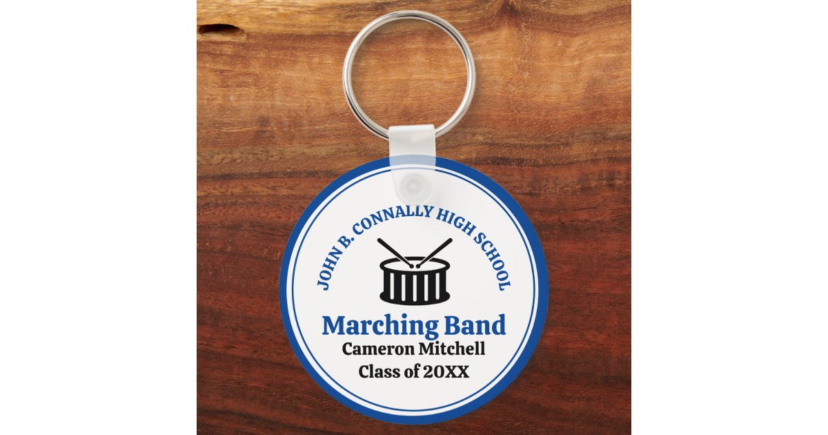 Blue High School Marching Band Customizable Keychain | Zazzle