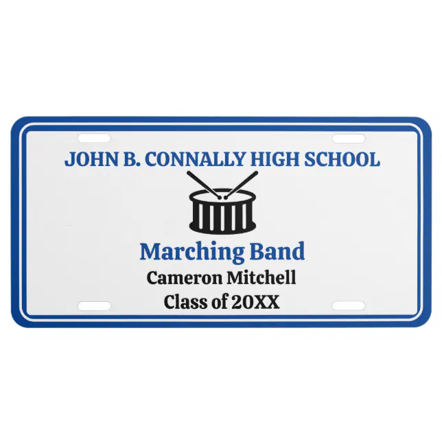 Blue High School Marching Band Personalized License Plate | Zazzle