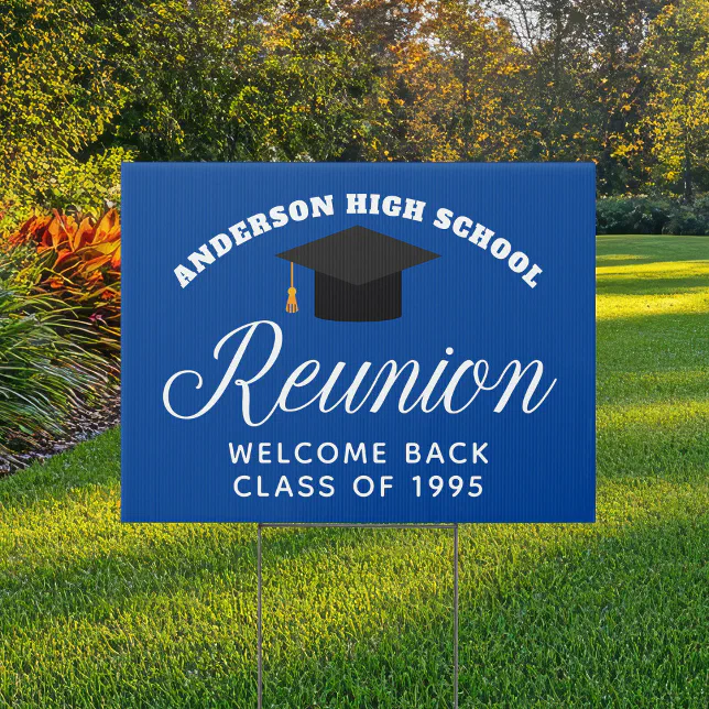 Blue High School Reunion Custom Party Yard Sign | Zazzle
