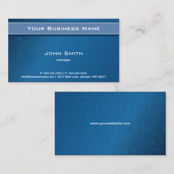 Blue High Technology Circuit Board business card | Zazzle
