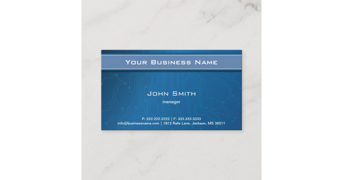 Blue High Technology Circuit Board business card | Zazzle