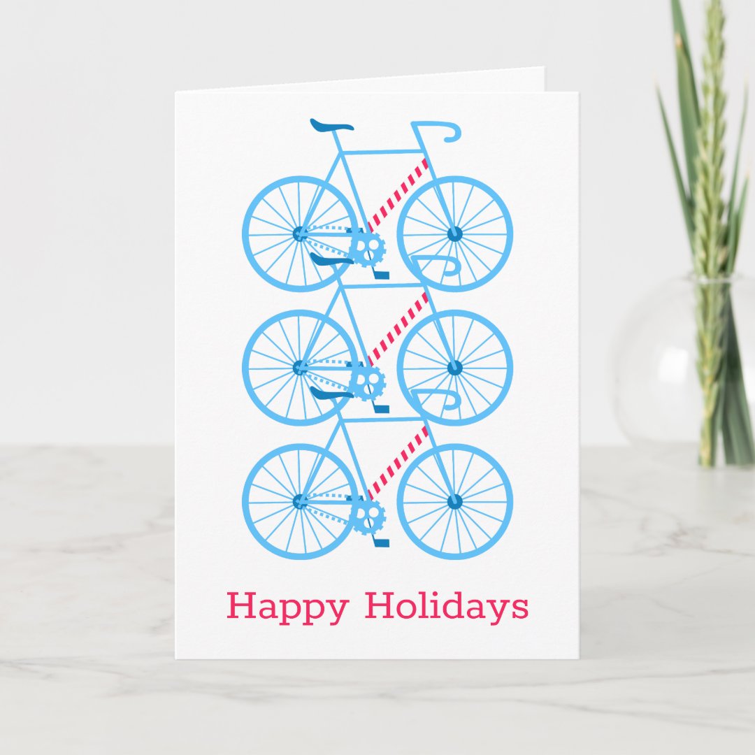 Blue Holiday Bikes Card | Zazzle