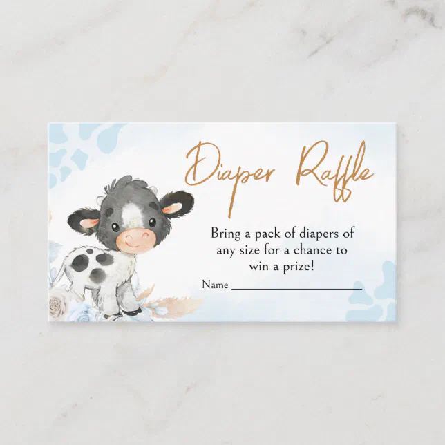 Blue Holy Cow Baby Shower Diaper Raffle Enclosure Card | Zazzle