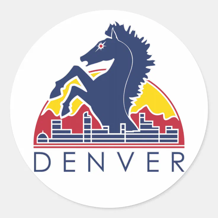 Blue Horse Denver Logo Classic Round Sticker | Zazzle
