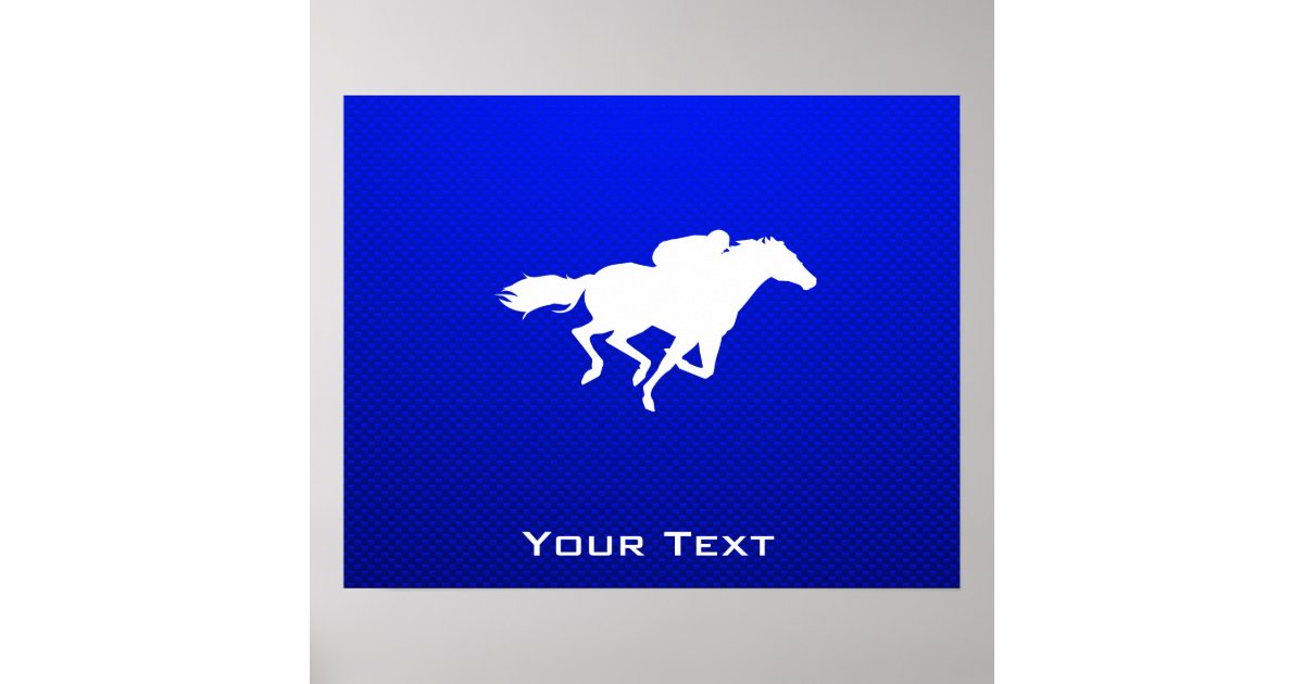 Blue Horse Racing Poster | Zazzle