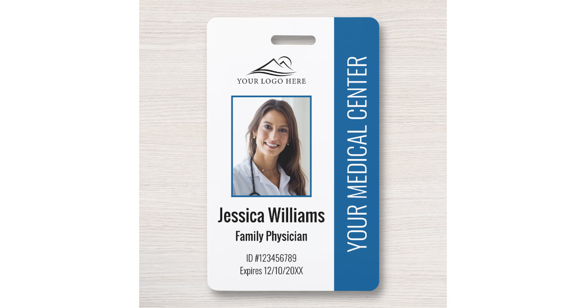 Blue Hospital Medical Employee Photo ID Badge | Zazzle