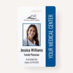 Blue Hospital Medical Employee Photo ID Badge | Zazzle