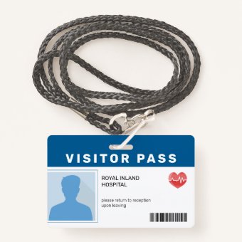 Blue | Hospital Visitor Pass ID Badge | Zazzle