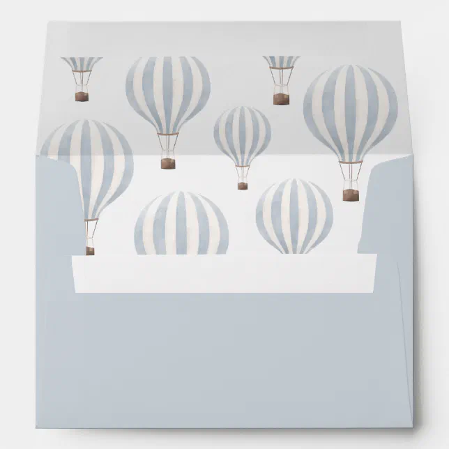 Blue Hot Air Balloon Birthday Party Envelope | Zazzle