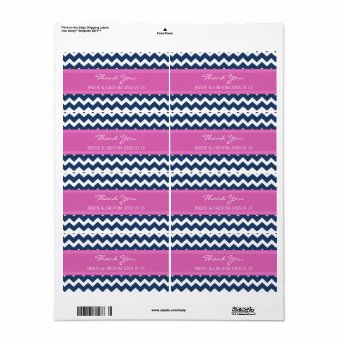 Blue Hot Pink Chevron Wedding Labels | Zazzle