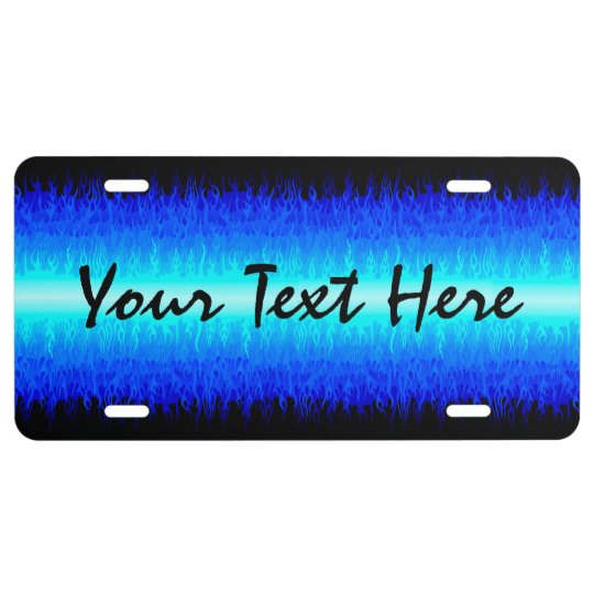 Blue Hot Rod Flames License Plate | Zazzle.com