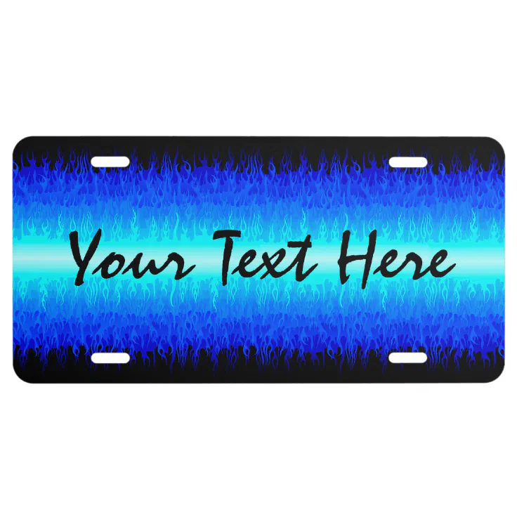 Blue Hot Rod Flames License Plate | Zazzle