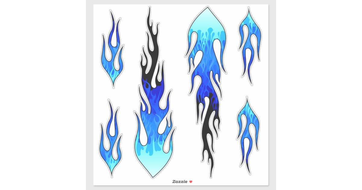 Blue Hot Rod Flames Sticker | Zazzle