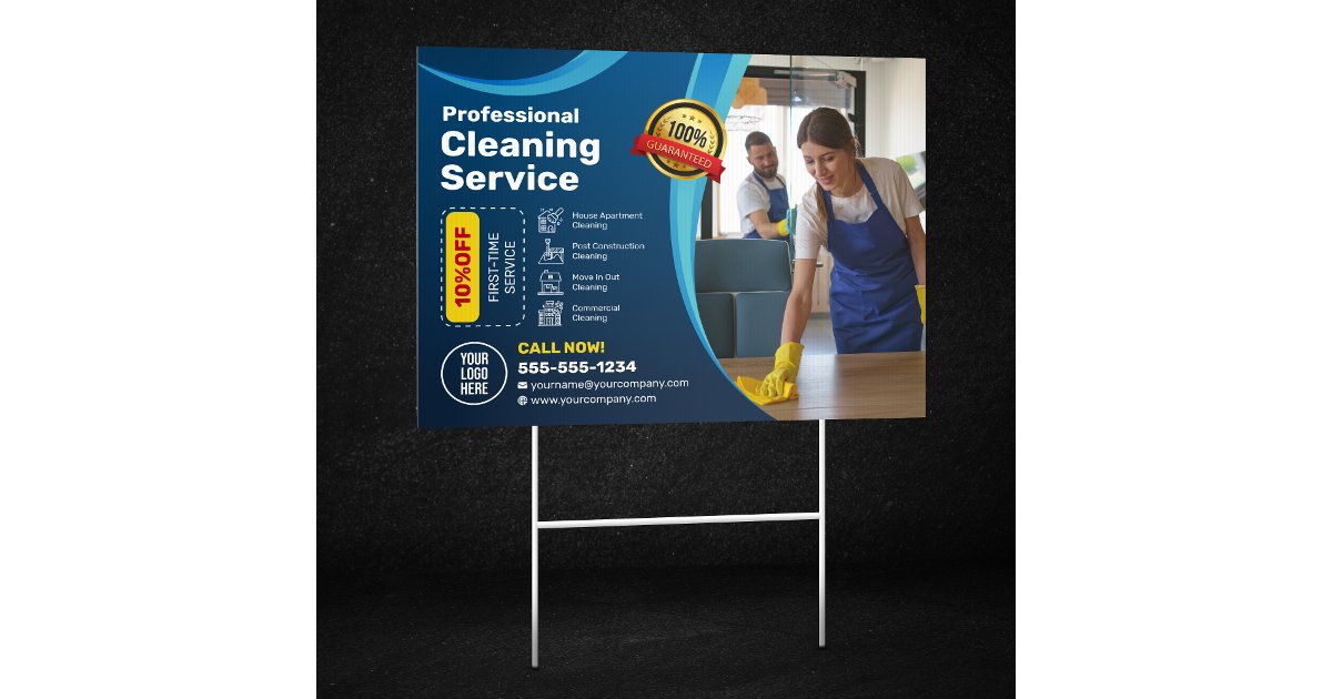 Blue House Cleaning Housekeeper Janitorial Maid Sign | Zazzle