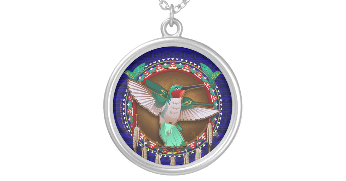 Blue Hummingbird Native American necklace | Zazzle