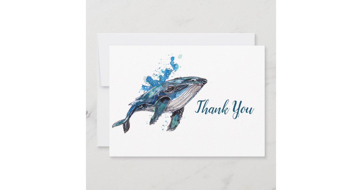 Blue Humpback Whale Thank You Card | Zazzle