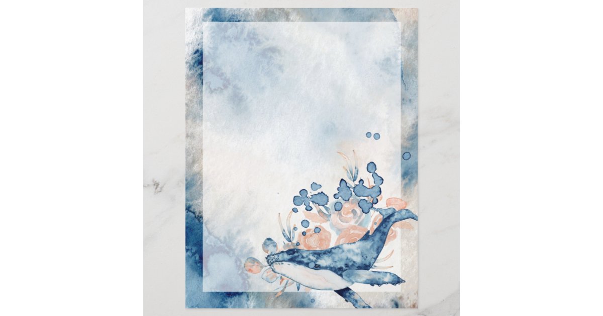 Blue Humpback Whale Unlined Letter Writing Paper | Zazzle
