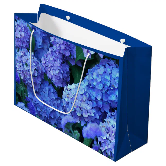 Blue Hydrangea Blooms Floral Large Gift Bag | Zazzle