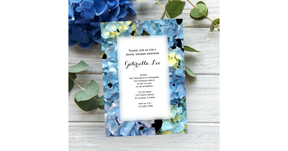 Blue Hydrangea Blossom Bridal Shower Invitation | Zazzle