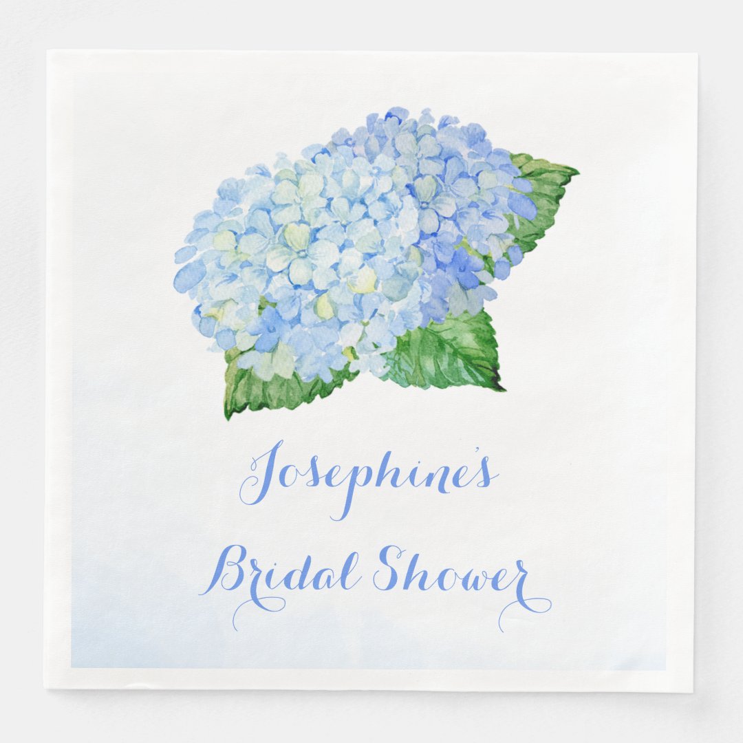 Blue Hydrangea Bridal Shower Paper Dinner Napkins | Zazzle