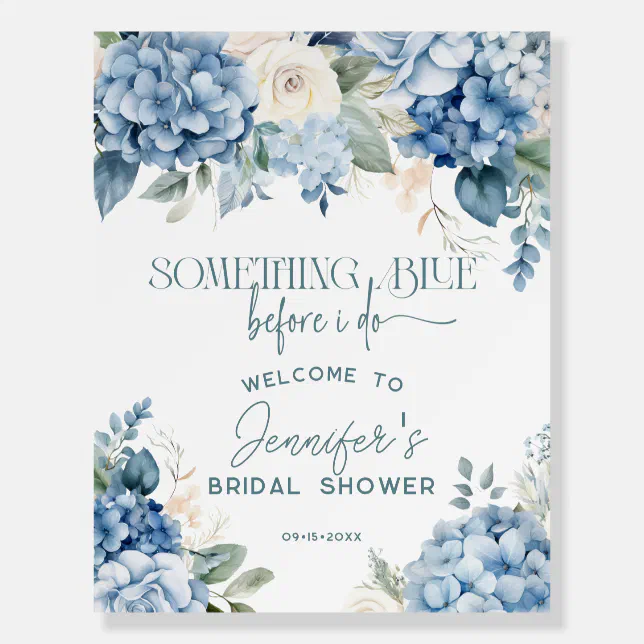 Blue Hydrangea Bridal Shower Welcome Sign Poster | Zazzle
