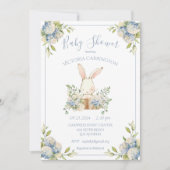 Blue Hydrangea Bunny Rabbit Baby Shower Invitation | Zazzle