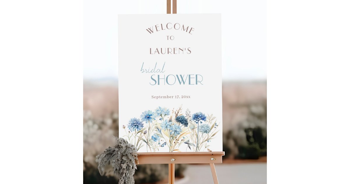 Blue Hydrangea Cornflowers Bridal Shower Welcome Foam Board | Zazzle