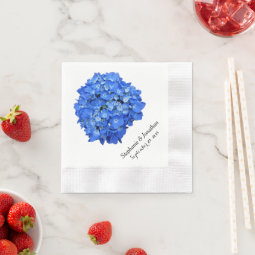 Blue Hydrangea Custom Floral Paper Napkins | Zazzle